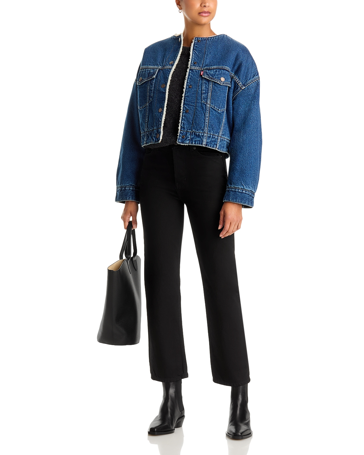 LEVI'S Levi's Sherpa Lined Cropped Denim Trucker Jacket